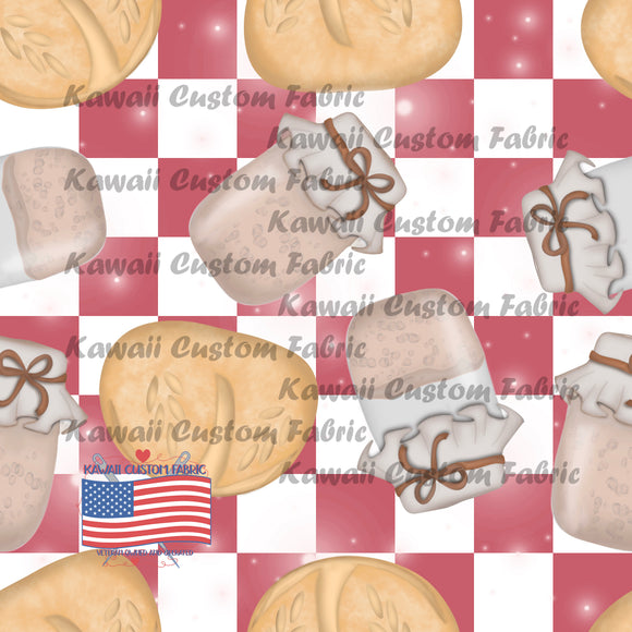 BB486 - Dough & Milk Sparkle, Checkers – Kawaii Custom Fabric